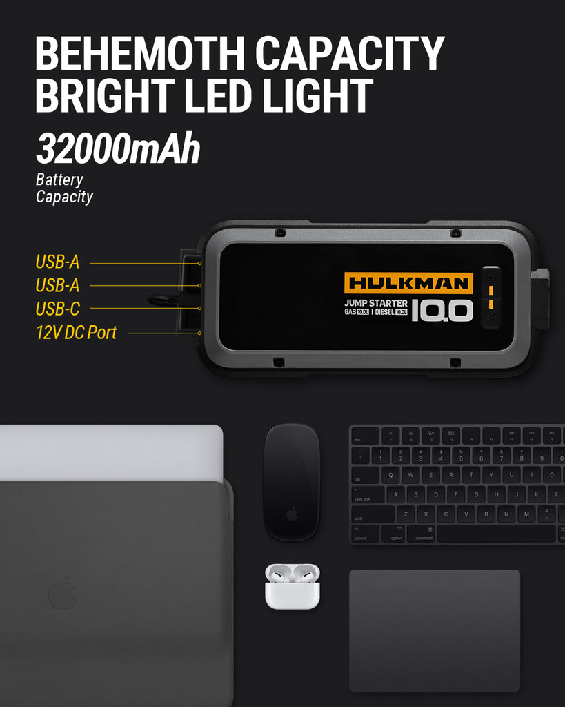 HULKMAN Alpha100 Jump Starter 4000A 32000mAh -40℉ Start Car Starter ...